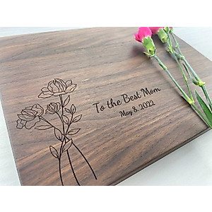 Personalized Cutting Board, Engraved Cutting Board, Mothers Day Gift, Happy Mothers Day, To the best mom, Carnation board, Gift for Mom, 150 (Cherry, 11" x 6")