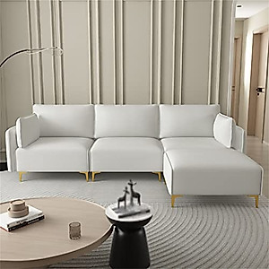 sgzyl L Shape Sectional Sofa with USB Beige Fabric