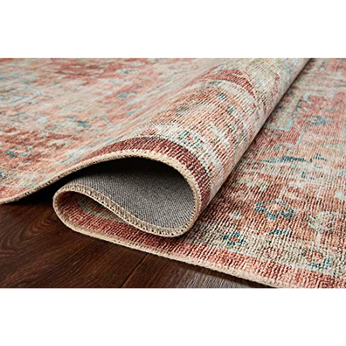 Loloi II Heidi Collection HEI-01 Area Rug 8' 6" x 11' 6" Terracotta/Aqua Rectangular 0.13" Thick