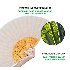 Amajiji Chinese/Japanese Vintage Retro Style Bamboo Wood Silk Folding Hand Fan for women HBSY (23cm) (001)