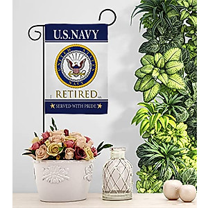 Breeze Decor US Navy Garden Flag Set with Stand Armed Forces USN Seabee United State American Military Veteran Retire Official House Banner Small Yard Gift Double-Sided, Made in USA