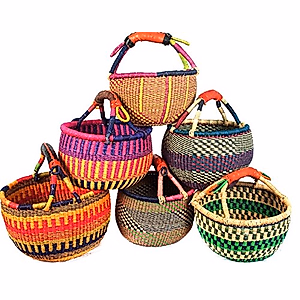 9" -11" Across Children's Small Bolga African Bolga Ghana Basket Fair Trade toys Easter Eggs basket (COLORS VARY) 1 EA