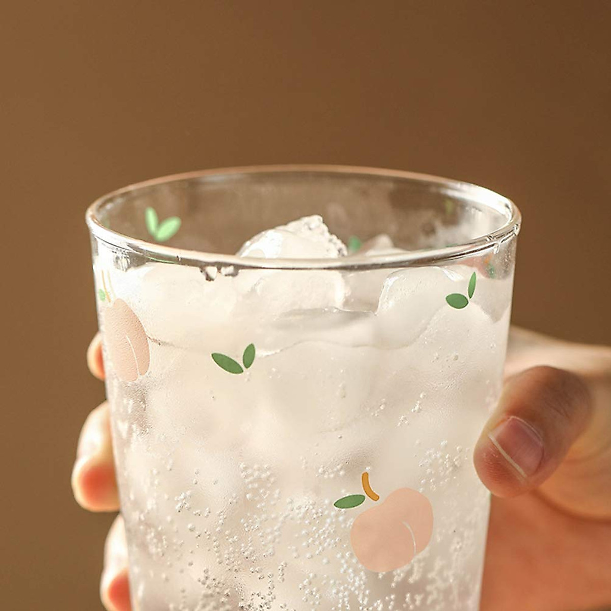 Hemoton 4pcs Glass Coffee Cups Drinking Glasses Glass Mugs with Fruit Pattern for Drinks Water Juice Beer Cocktail(Random Pattern)