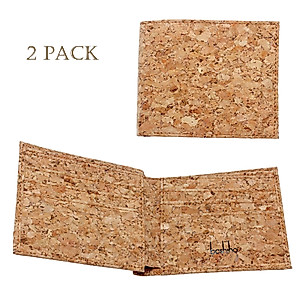 boshiho 2 Pcs Cork Wallet Slim Design Bifold Credit ID Card Holder Purse Unique Vegan Gift Ideas