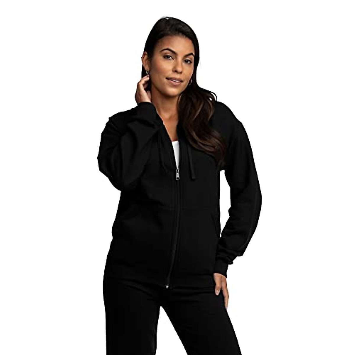 Fruit of the Loom Men's Eversoft Fleece Sweatshirts & Hoodies, Full Zip-Black Heather, X-Large