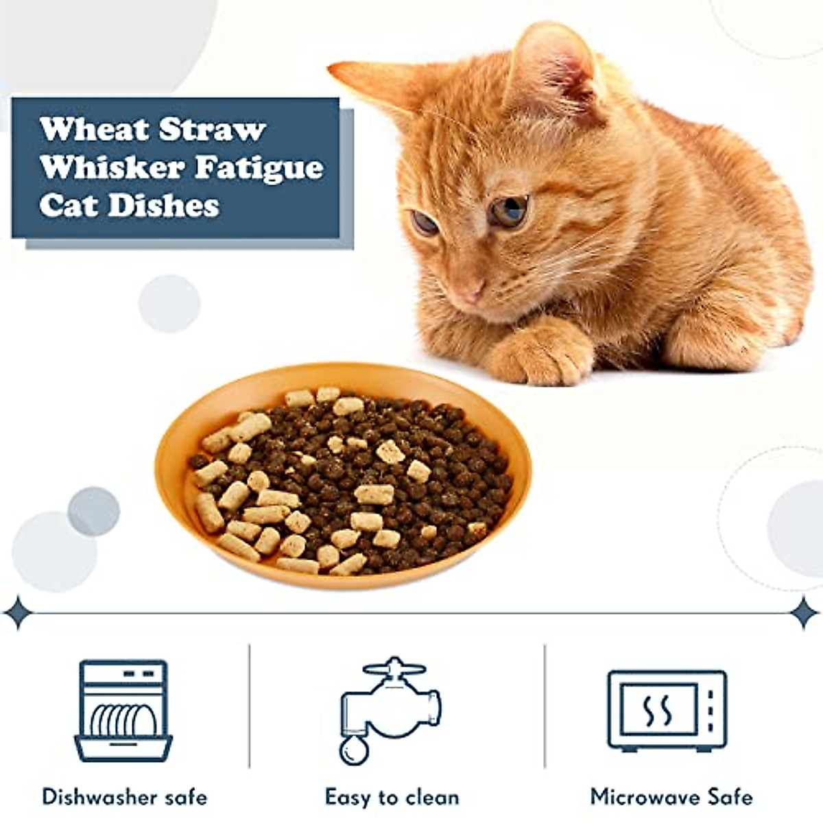 12 Pieces Whisker Fatigue Relief Cat Bowl 6 Inch Shallow Cat Food Dish Cat Wet Feeding Bowls Wide and Small Pet Plate for Kittens and Short Legged Cat, Wheat Straw (Round)