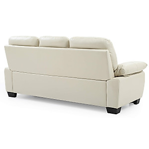 Glory Furniture Marta Upholstered Sofa, Pearl Faux Leather