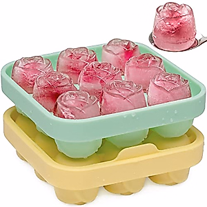 Ice Cube Tray Rose, MEETRUE Rose Shaped Ice Tray Silicone Ice Cube Tray with Lid Ice Molds Making 9 x 1.2'' Rose Ice Cube Trays for the freezer, Novelty Drink Tray For Chilled Cocktails Juice Drink