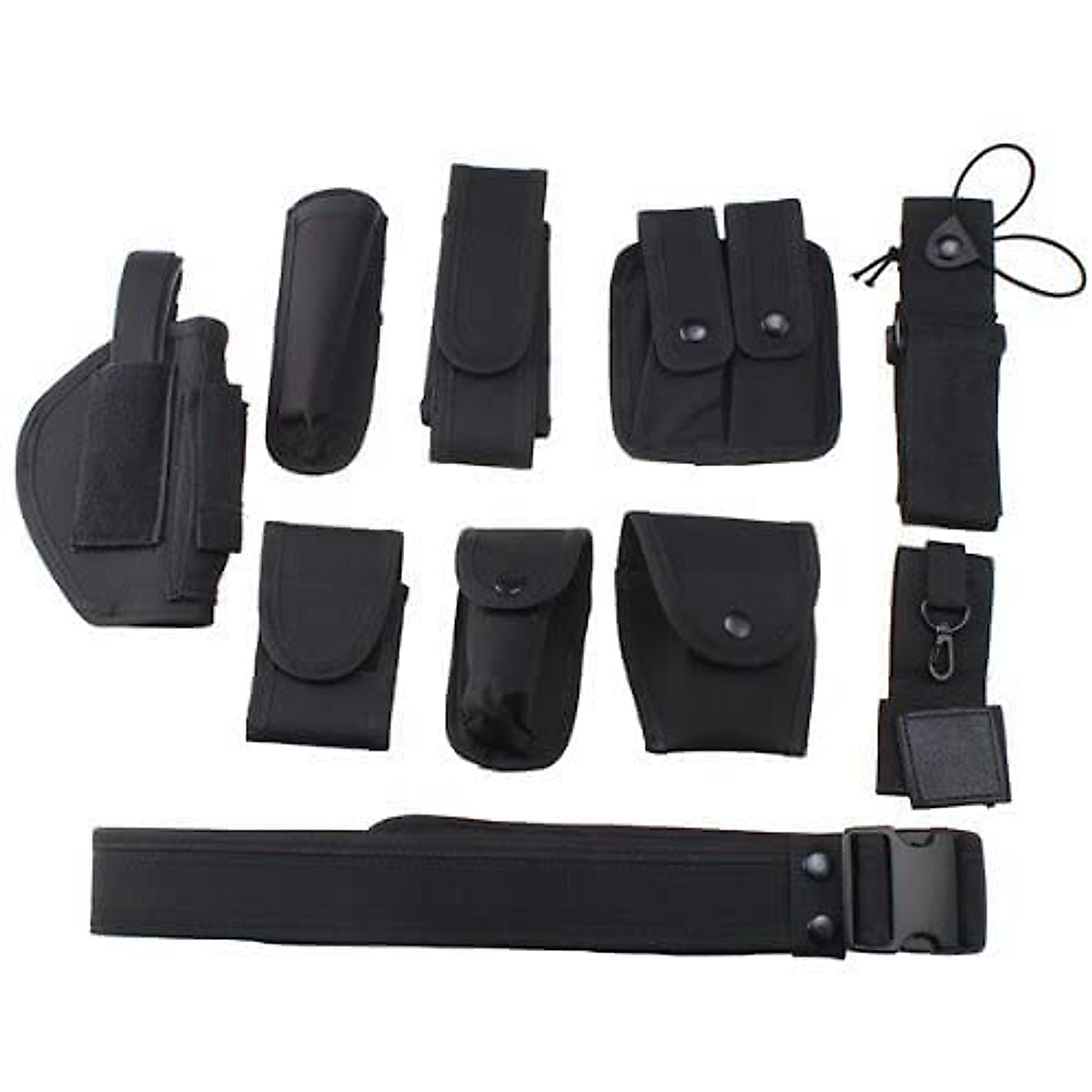 Bargain Crusader Duty Belt Military Tactical Modular Equipment Law Enforcement Police Security Guard Hunting Game Versatile Utility Adjustable Tool Belt (Adjustable 35"-45". 9 pouches, Black)