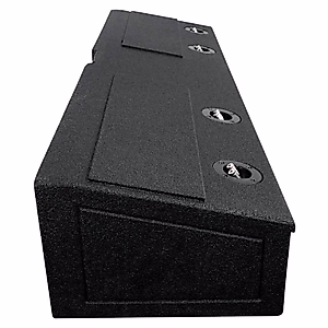 Q Power 8 Inch Quad Port Car Subwoofer Speaker Enclosure Box with Bed Liner and Underseat Down Front Fire for 4 Subwoofers, Black