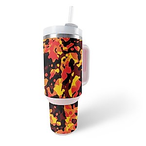 MightySkins Skin Compatible With Stanley The Quencher H2.0 FlowState 40 Oz Tumbler - Warm Modern Camo | Protective, Durable, and Unique Vinyl Decal wrap cover | Easy To Apply, Remove, and Change Style