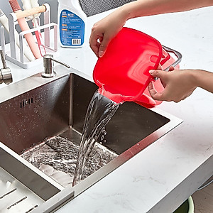 Irenare 8 Pcs Sanitizing Bucket 3 Quart Cleaning Bucket Small Detergent Square Bucket, Spout and Handle Plastic Utility Cleaning Pail for Kitchen Home Offices Commercial Use(Red)