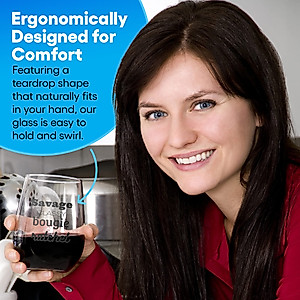 Savage Classy Bougie Ratchet Funny Wine Glass - Stemless Glass to Drink Wine, Cute Wine Glass for Any Occasion, Funny Wine Cup Made in the USA by Age of Sage, 15 oz