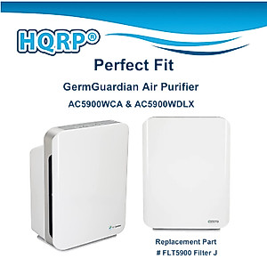 HQRP True HEPA Filter with 2 Carbon Pre-filters Replacement for GermGuardian FLT5900 Filter J compatible with AC5900WCA, AC5900WDLX Large Room Air Purifiers