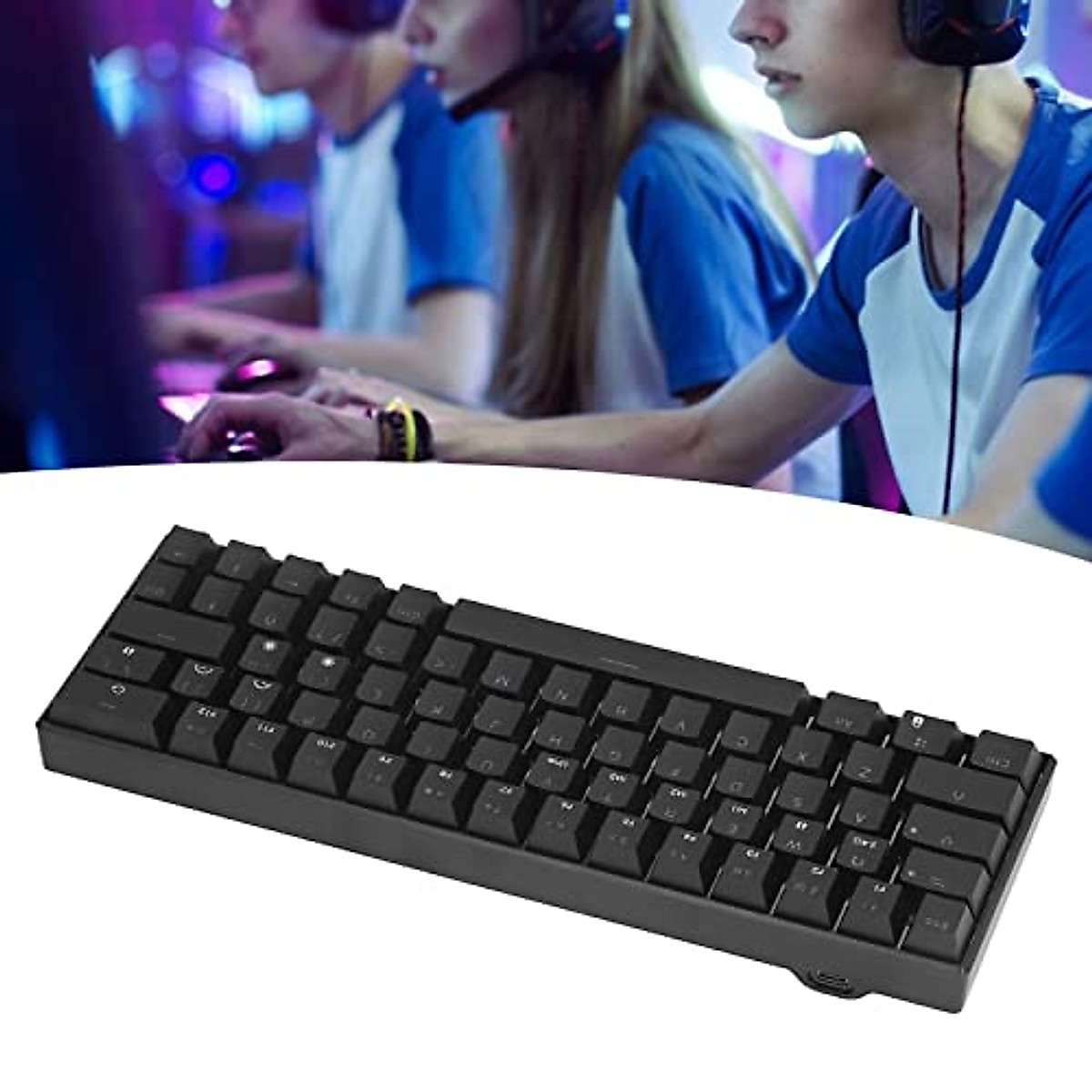 Yunseity PC Gaming Keyboard, 2.4G Wireless Bluetooth Type C Wired Keyboard Compact Mini Mechanical Keyboard with White Light for Laptop PC, Plug and Play(Brown Switch)