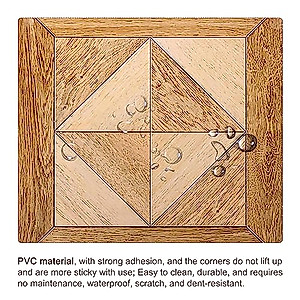 uxcell Peel and Stick Floor Wall Tiles Sticker, 10Pcs 8"x8" Self-Adhesive Wood Grain Floor Stickers Matte Frosted Flooring Tiles for Kitchen Bathroom and Home Decor, Beige