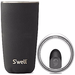 S'well Stainless Steel Tumbler with Clear Slide-Open Lid - 18 Fl Oz - Onyx - Triple-Layered Vacuum-Insulated Containers Keeps Drinks Cold for 12 Hot for 4 Hours - BPA-Free Water Bottle