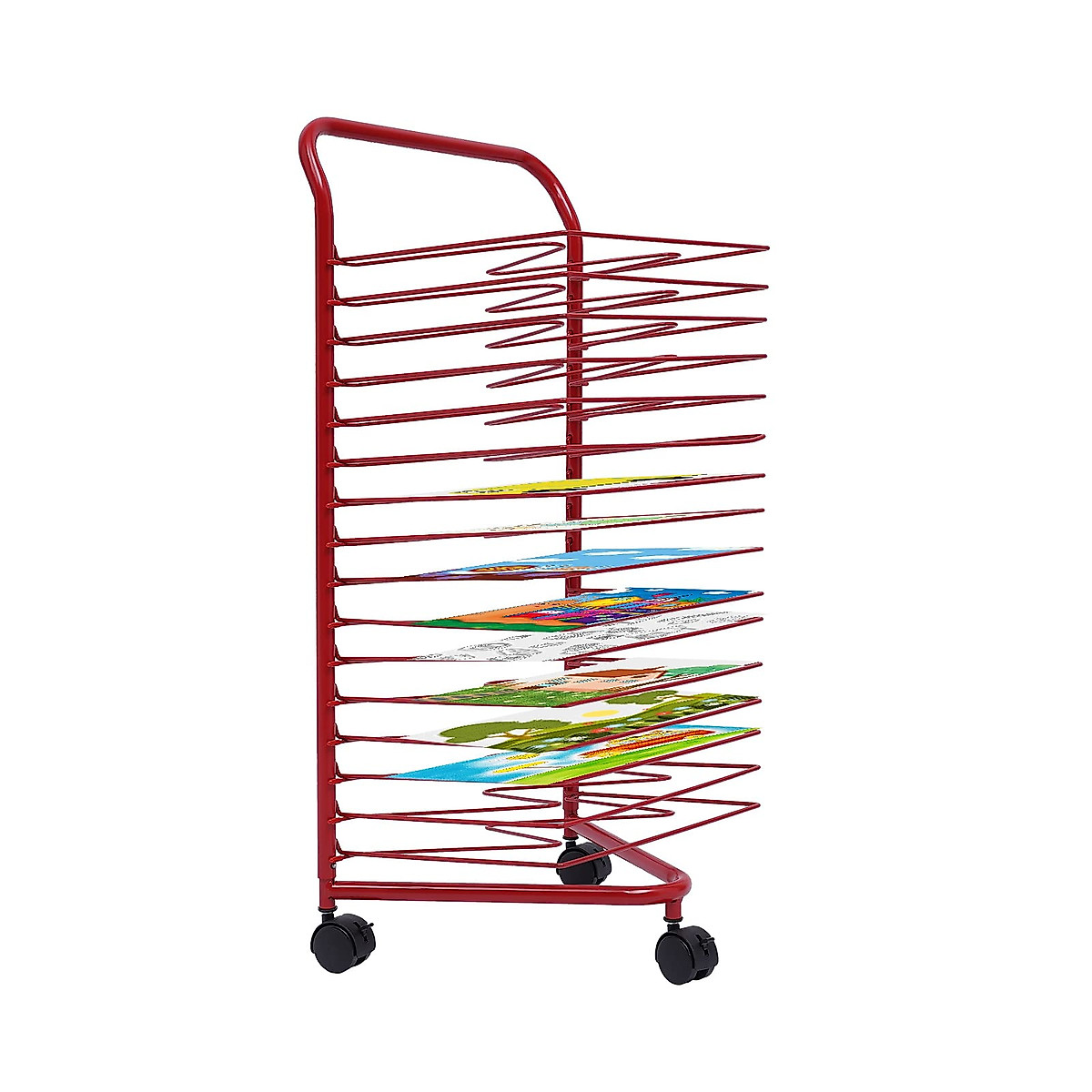 Mobile Art Drying Rack,16 Shelves,Ideal for School/Art Clubs,Height 33 inches,Art Drying Rack for Classroom Paint Drying Rack Art Artwork Storage Display Rack Art Drying Rack with Wheels for Crafts