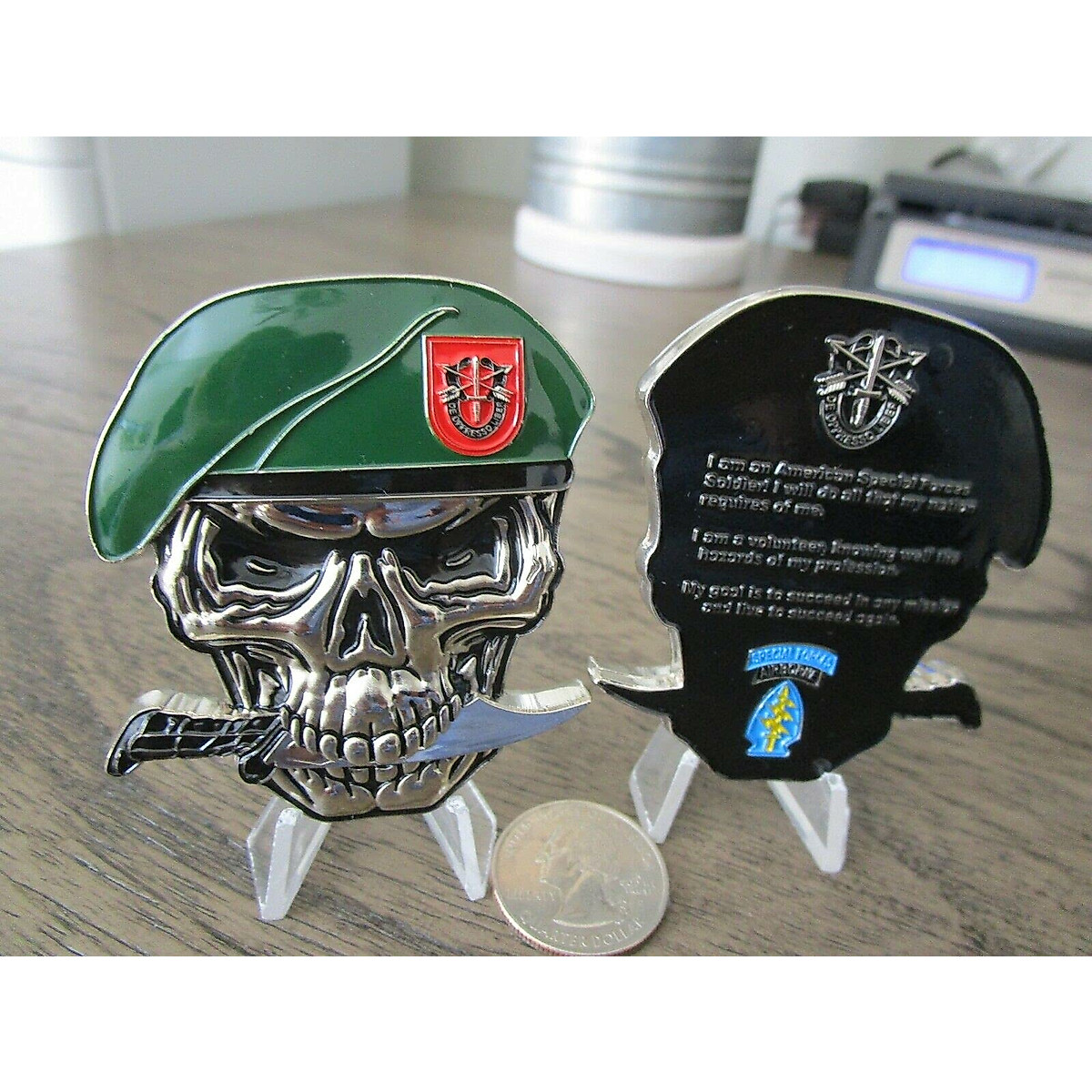 United States Army 7th Special Forces Group Green Berets Creed 7th SFG (A) Reapers Skull Challenge Coin