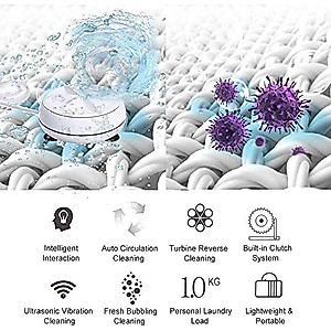 Upgraded Double Turbo Washing Machine Mini Ultrasonic Washing Machine Portable Turbo Rotating Washer USB Washing Device (A:6W CUSTOMED)