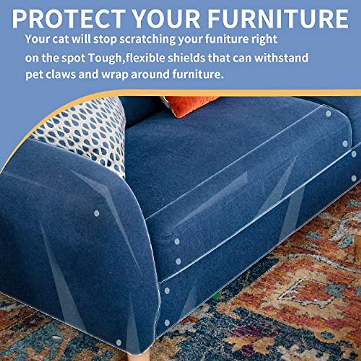 Cat Scratch Furniture Protector, Anti Scratch Furniture Protector, Couch Protector, 6pack 17 X 12 Inches & 2pack 17 X 6 Inches Furniture Protectors from Cats