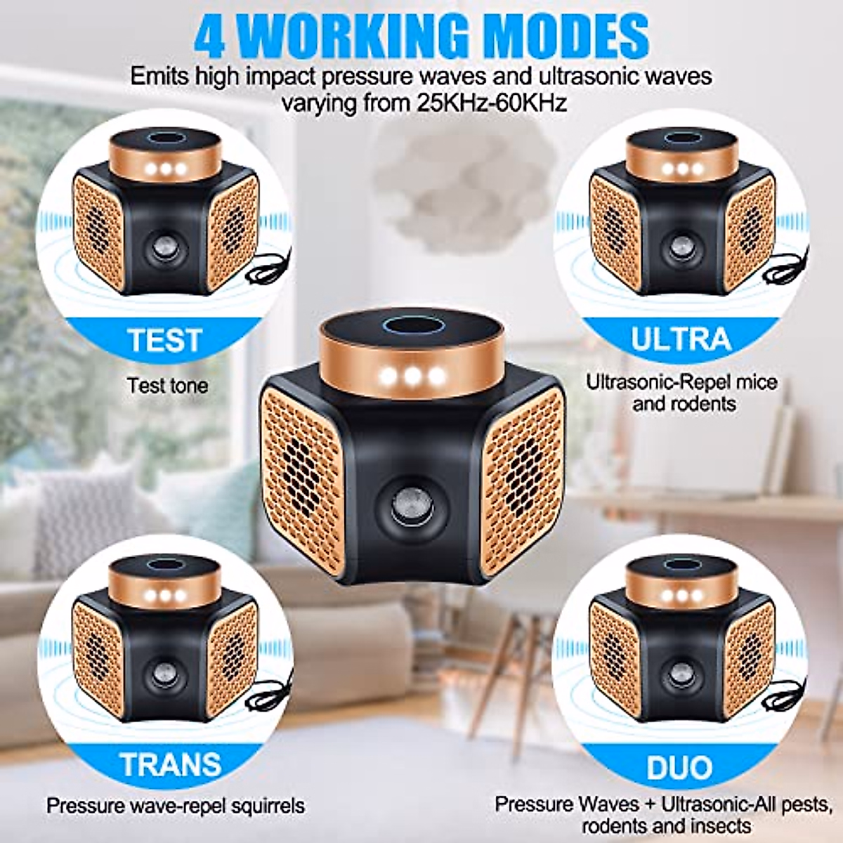 Qualirey 2 Pack Rodent Repellent Ultrasonic Mouse Repellent Plug-in Ultrasonic Pest Squirrel Repellent Rat Bat Deterrent with 9 LED Lights for House, Attic, Garage, Apartment Indoor Outdoor(Brown)