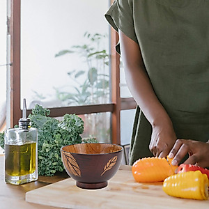 Cabilock Decoration Storage Containers Wood Bowl| Wooden Bowls for Food Wooden Salad Bowl Calabash Bowls 4.48 Bowl for Japanese Ramen Bowls