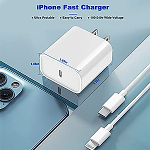Fast iPhone Charger,10 Foot Extra Long iPhone Fast Charger【Apple MFi Certified】10FT Super Quick Apple Charging 20W USB C Type C Wall Charge Lightning Cable for iPhone 14/13 Pro/Mini/12/11/X/XR/SE/iPad