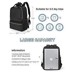 CADOLIM Large Travel Backpack Carry On Flight Approved Black Backpack For Travel Backpacks Waterproof Personal Item Backpack Travel Bag For Women Mens Mochila De Viaje Traveling Backpack