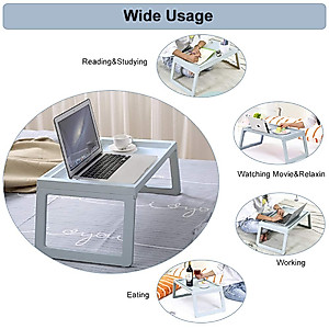 Bed Tray Table Breakfast Serving Tray with Foldable Legs for Sofa, Bed, Food Eating, Working, Used As Laptop Desk Snack Tray Bed Tray for Eating Reading Working Laptop Tray in Bed Sofa Blue
