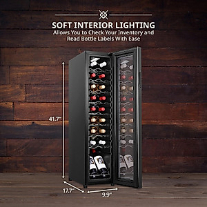 Ivation 18 Bottle Compressor Wine Cooler Refrigerator w/Lock | Large Freestanding Wine Cellar For Red, White, Champagne or Sparkling Wine | 41f-64f Digital Temperature Control Fridge Glass Door Black