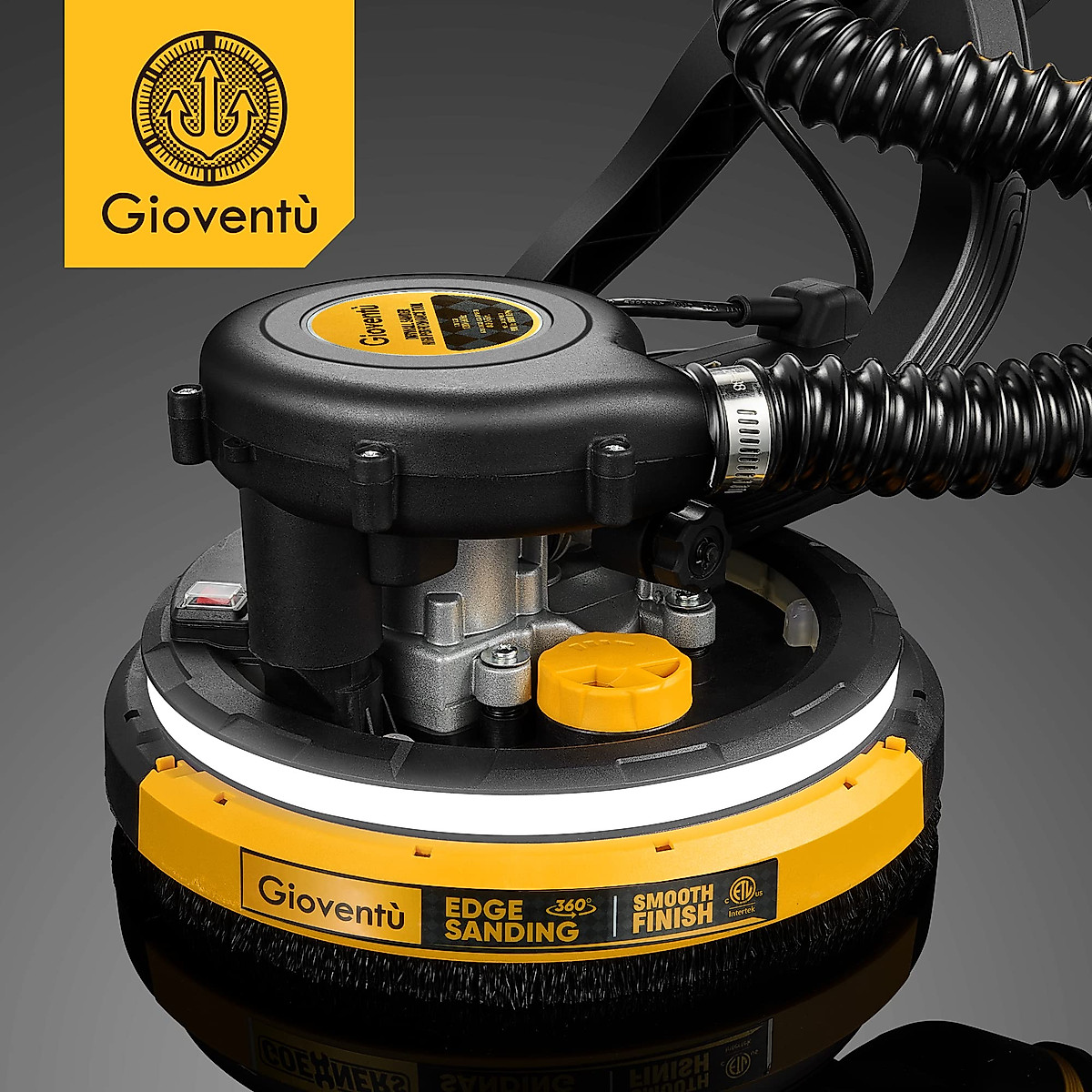 Electric Drywall Sander with Vacuum, 6.5-amp, Auto Dust Absorption, 7 Variable Speed 900-1800RPM, Dustless Floor Sander with 26’ Power Cord for Popcorn Ceiling, Wood Floor etc