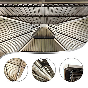 Aoodor 12 x 12 ft. Aluminum Frame Hardtop Roof Gazebo, Outdoor Patio 2-Tier Metal Roof Gazebo with Mosquito Netting and Curtains, Suitable for Patios, Garden and Backyard - Black