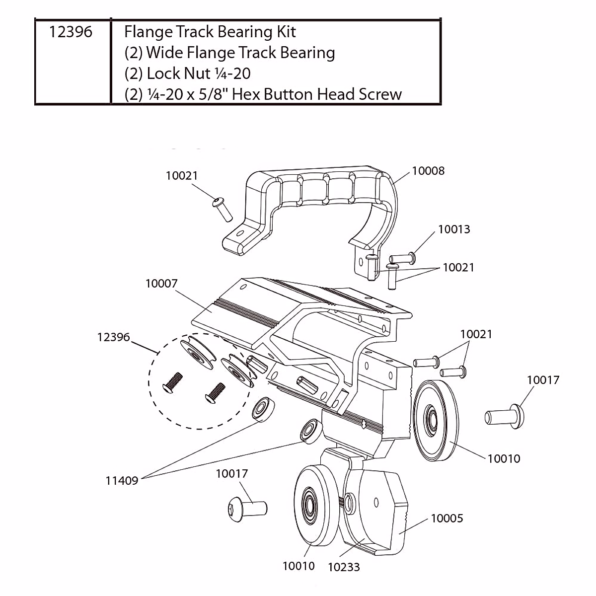 Upgrade Cut-Off Flange Track Bearing Kit Replacement for Tapco Pro & Max 12334 Rollers, 12364 Screws, 10094 Lock Nuts Alloy Steel