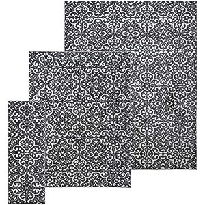 Gertmenian Area Rug 3 Piece Sets Non-Shedding Soft Modern Contemporary Carpet pc Living Room Dining Entryway Bedroom Runner Rugs Gift Set, 2x6 5x7 8x10 Large, Brown Abstract Floral, 81741