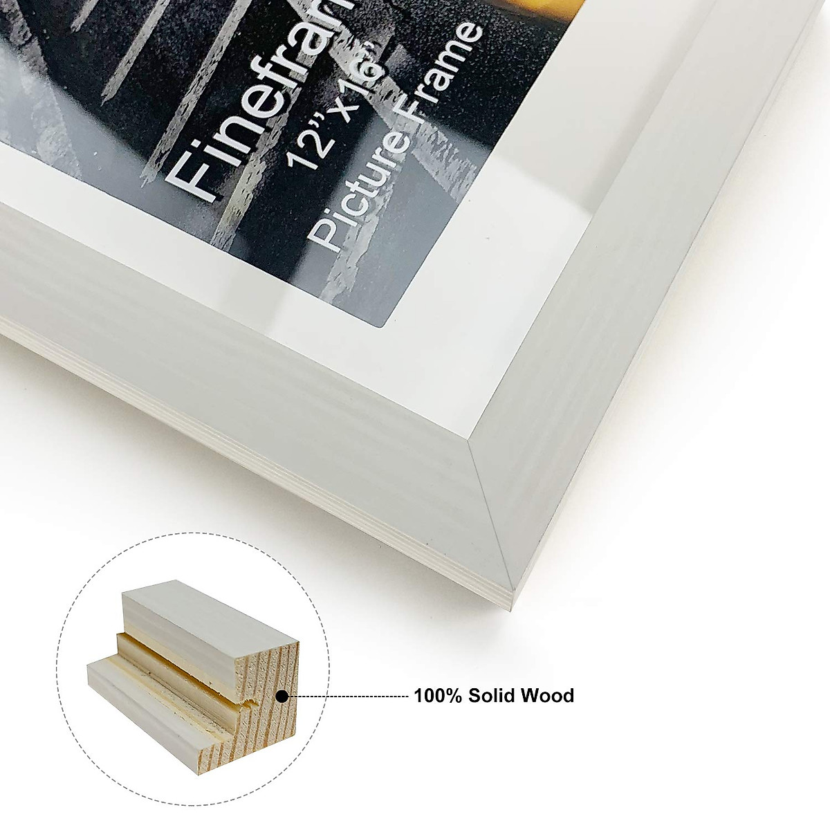 Finefrarm 12x16 White Picture Frame to Display 11x14 Photo with Mat or 12 by 16 Picture Without Mats Picture Frames Wall Art for Living Room Wall Mounting and Tabletop Decor