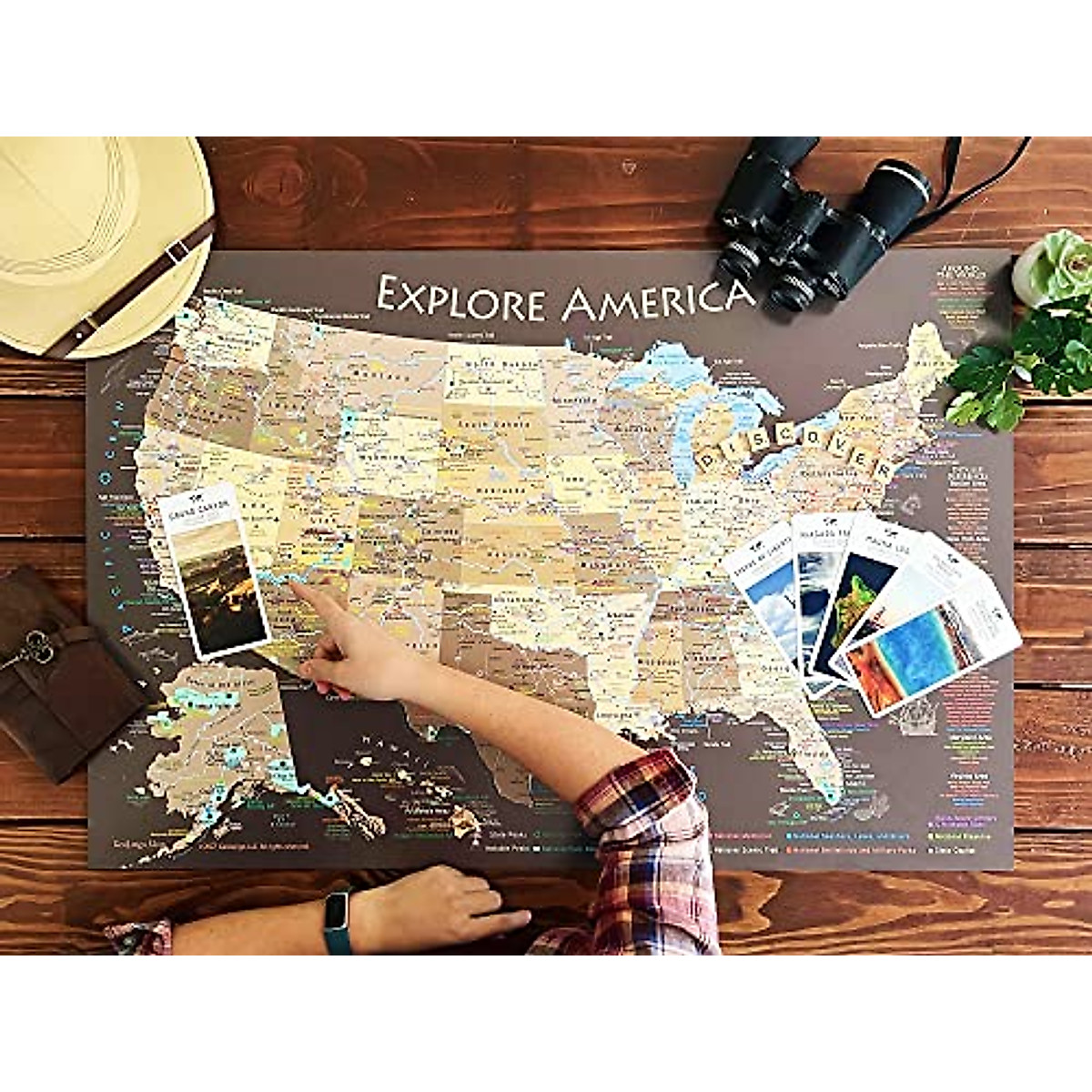 National Parks Map Poster with USA Travel Destinations (24W x 16H inches)