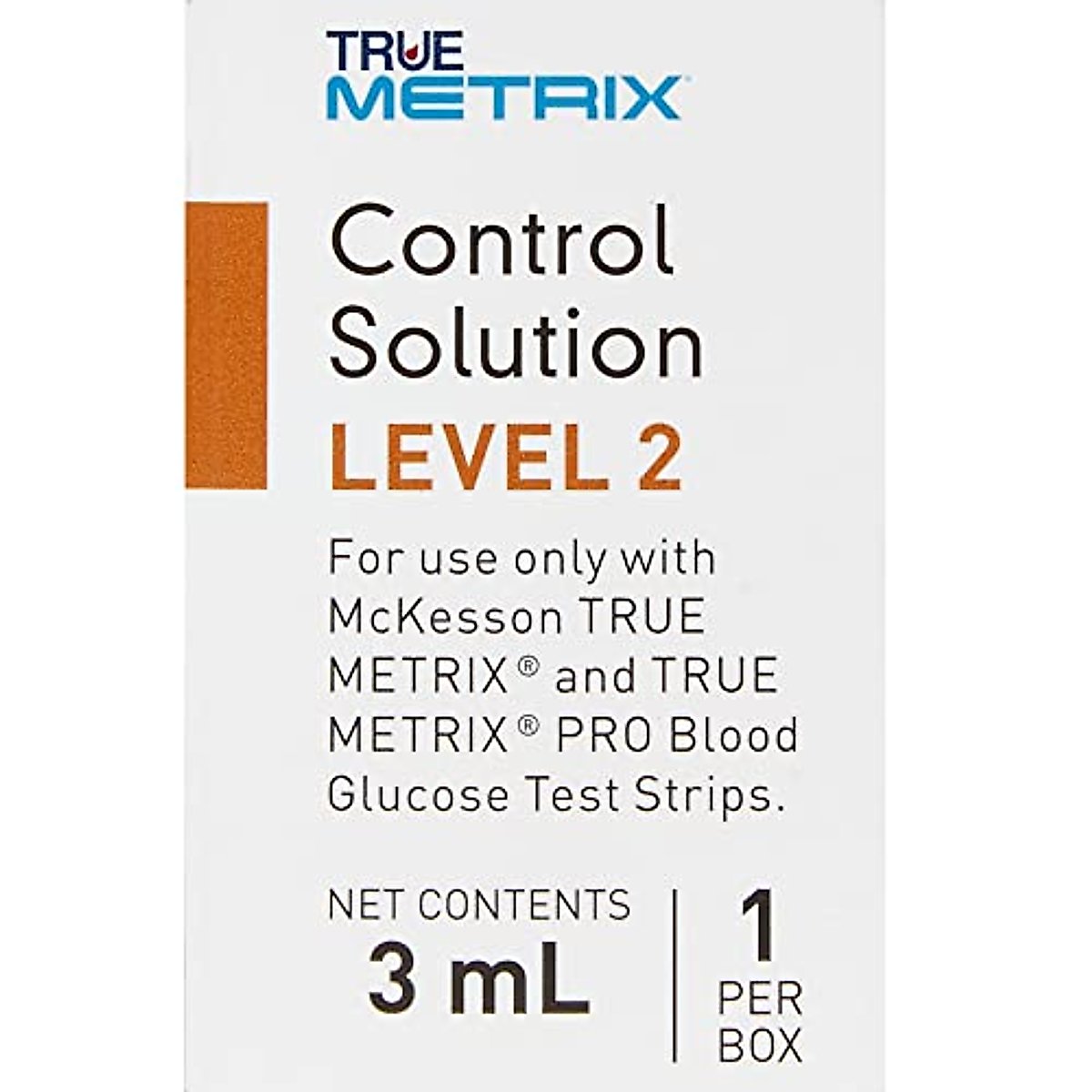 McKesson True METRIX Blood Glucose Testing Control Solution, Level 2, 3 mL Vial, 1 Count