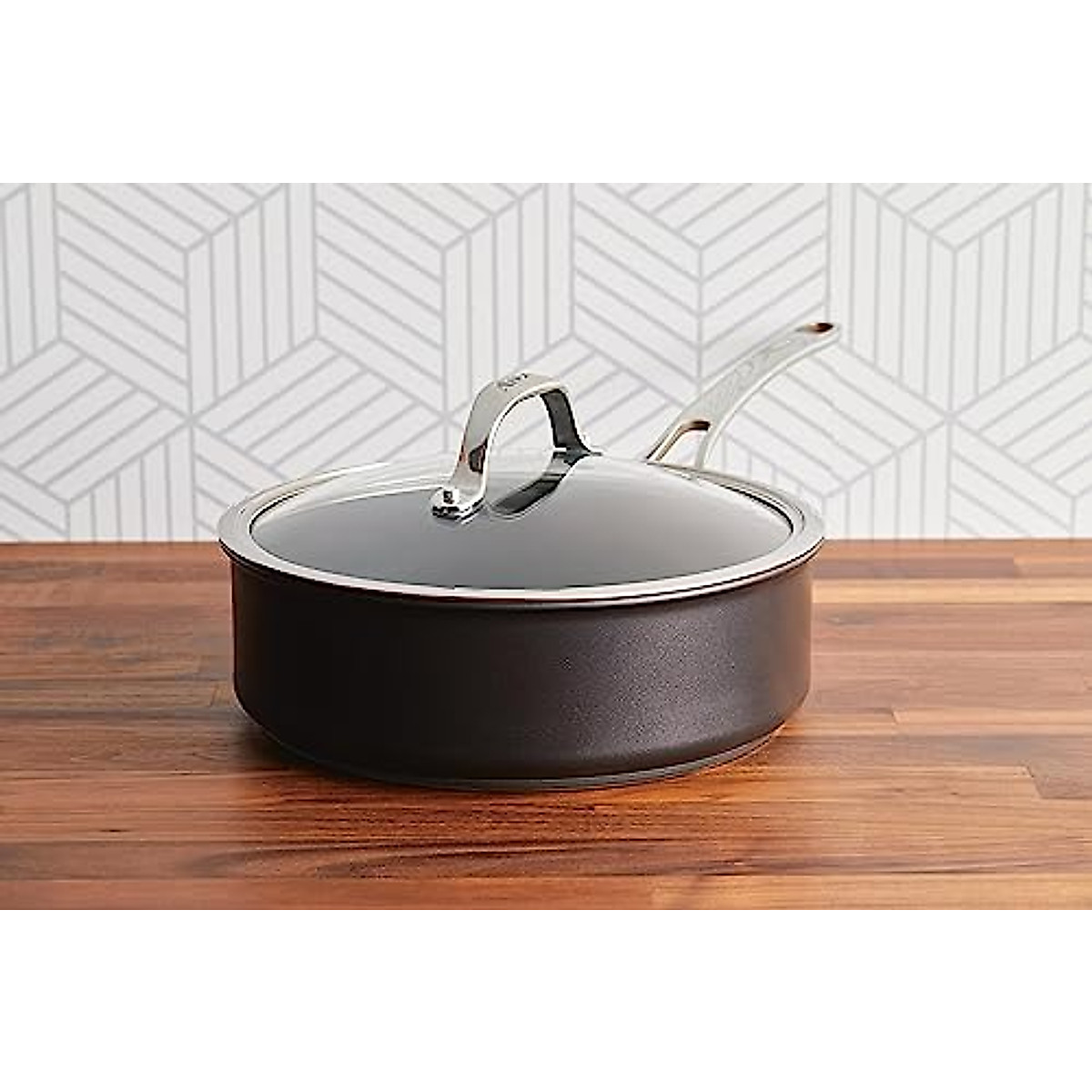 Anolon X Hybrid Nonstick Induction Saute Pan With Lid, 3.5 Quart - Charcoal Gray