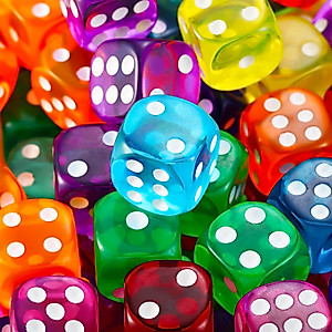 Blulu 6-Sided Games Dice Set, Colored Dice with Black Velvet Pouches for Playing Games, Like Board Games, Dice Games, Math Games, Party Favors and More (Rainbow Color, 14 mm)