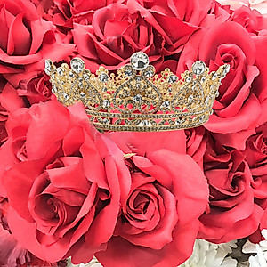 yyoemas Round Crystal Queen Crowns for Women, Rose Gold Rhinestone Tiara Cake Topper, Wedding Crowns Tiara for Bridal Birthday Party Queen Pageant Hair Accessories