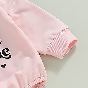 Newborn Baby Girls Valentine's Day Romper Sweatshirt Long Sleeve Letters Print Bodysuit Pullover Tops (Thick Thighs Pink, 12-18 Months)