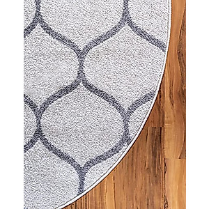 Unique Loom Trellis Frieze Collection Area Rug - Rounded (4' x 6' Oval, Ivory/ Gray)