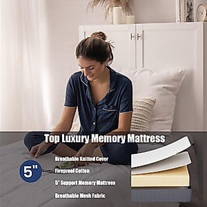 Niceway Premium Foldable & Portable Folding Bed with Metal Platform - 75 x 31 Rollaway Beds with Sturdy Heavy Duty Frame - 5" Deluxe Memory Foam Mattress, Temporary Beds for Guests with Side Pocket