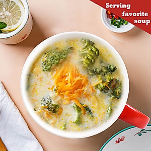 fMSDD Red XL Porcelain Coffee Mug 30 Ounce, Wide Cup with Handle for Office & Home for Coffee, Tea, Cocoa, Milk, Soup or Water, Nice Gift Matching to Kitchen, Table, or Dinner Sets