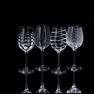 Mikasa Cheers Wine Glasses and Martini Glasses, Set of 8, Whimsical Etched Glassware