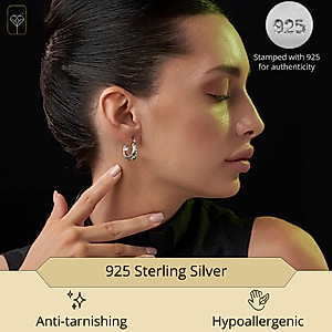 MAX + STONE 925 Sterling Silver Hoop Earrings for Women | Lightweight Chunky Oxidized Filigree Oval Thick