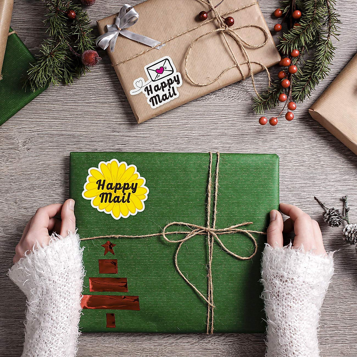 unp 1.5 Inch Happy Mail Stickers, Thank You Sticker, Small Shop Sticker, Small Business, Packaging Sticker, 500PCS