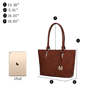 MKF Collection Tote Bag for Women, Shoulder Handbag & Wristlet Pouch Purse Top Handle Vegan Leather 4Pcs Set Pocketbook Edelyn Mustard Yellow by Mia k