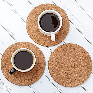 Boao Wooden Thick Cork Drink Coasters, for Home Bar Kitchen Restaurant Cafe Wedding Supplies (0.3 Inch Thick x 6 Inch Diameter, 6 Pieces)